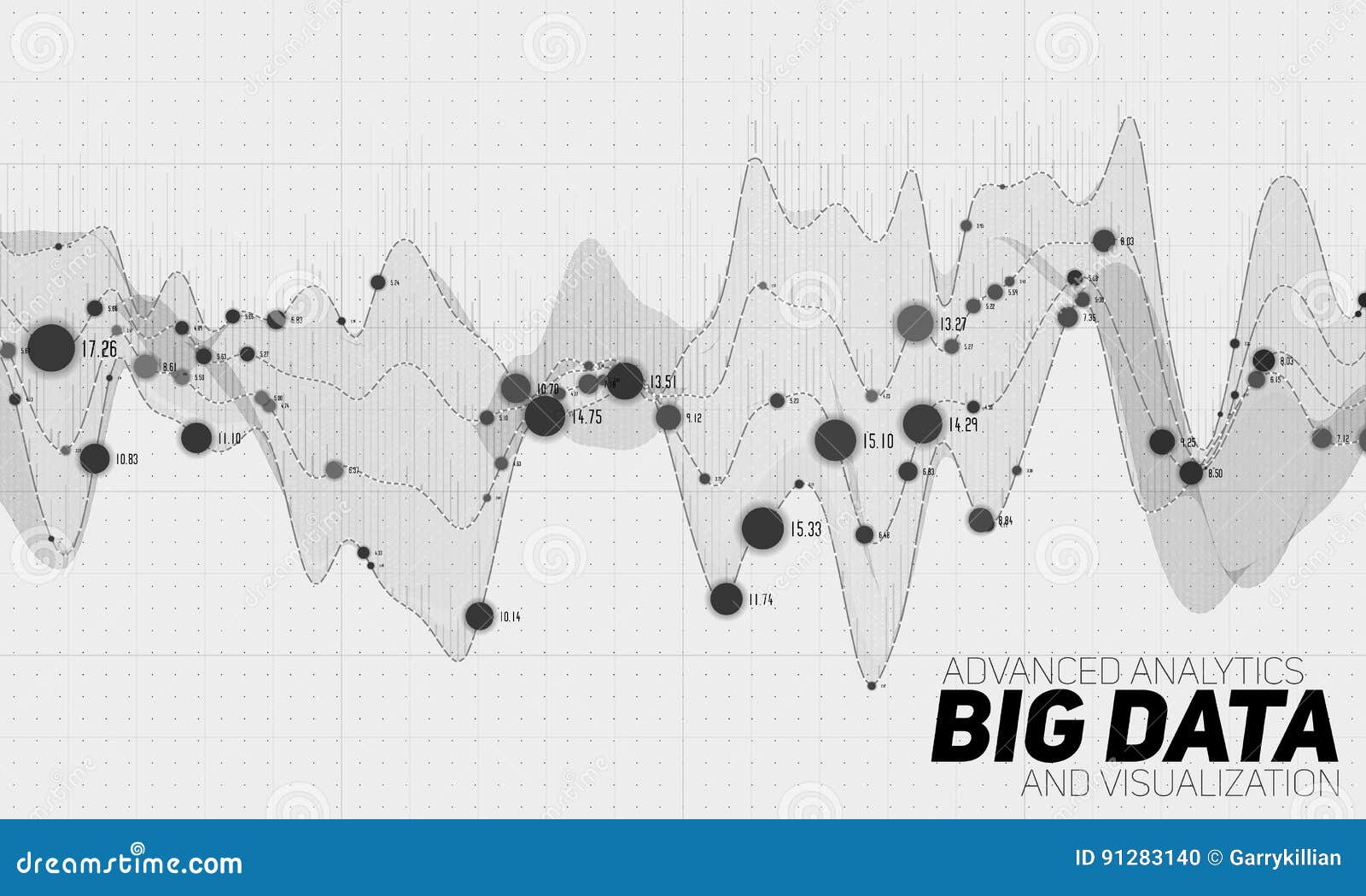Big Data Grayscale Plot Visualization. Futuristic Infographic ...