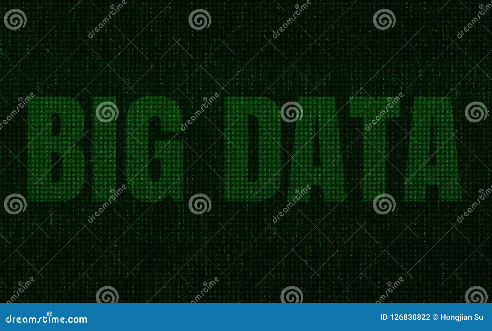 Big Data Green Digital Background. 3D Illustration. Stock Illustration ...