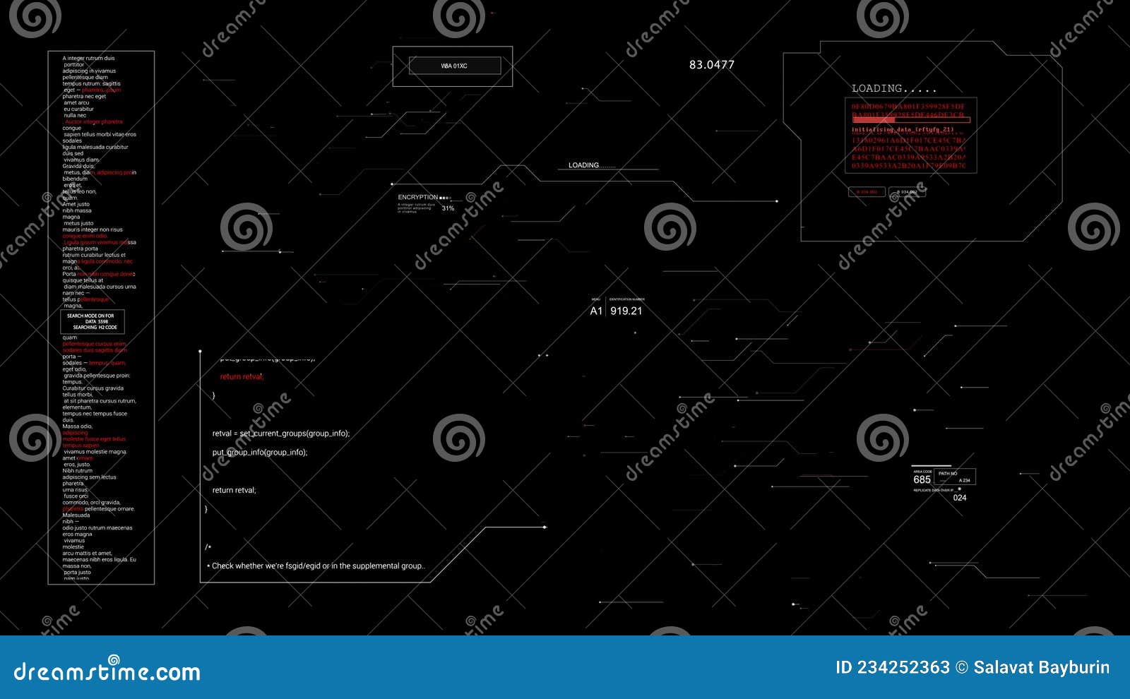 Big Data HUD Animated Code Text, Data Elements and Digital Infographics ...