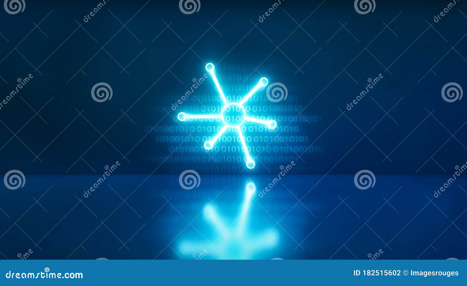 Big Data Icon Neon Light on Blue Background and Code Security. Elements ...