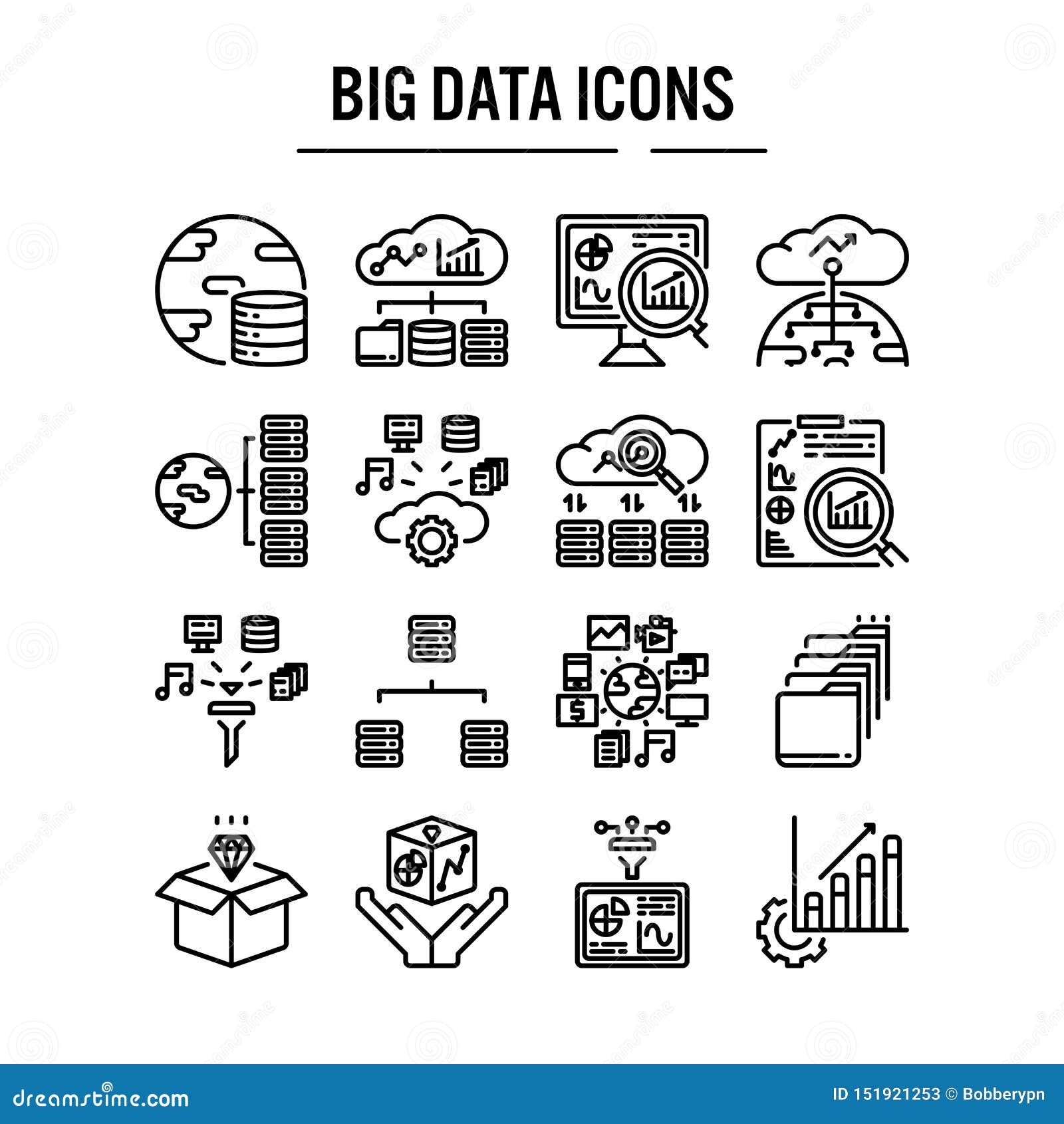 Big Data Icon in Outline Design for Web Design , Infographic ...