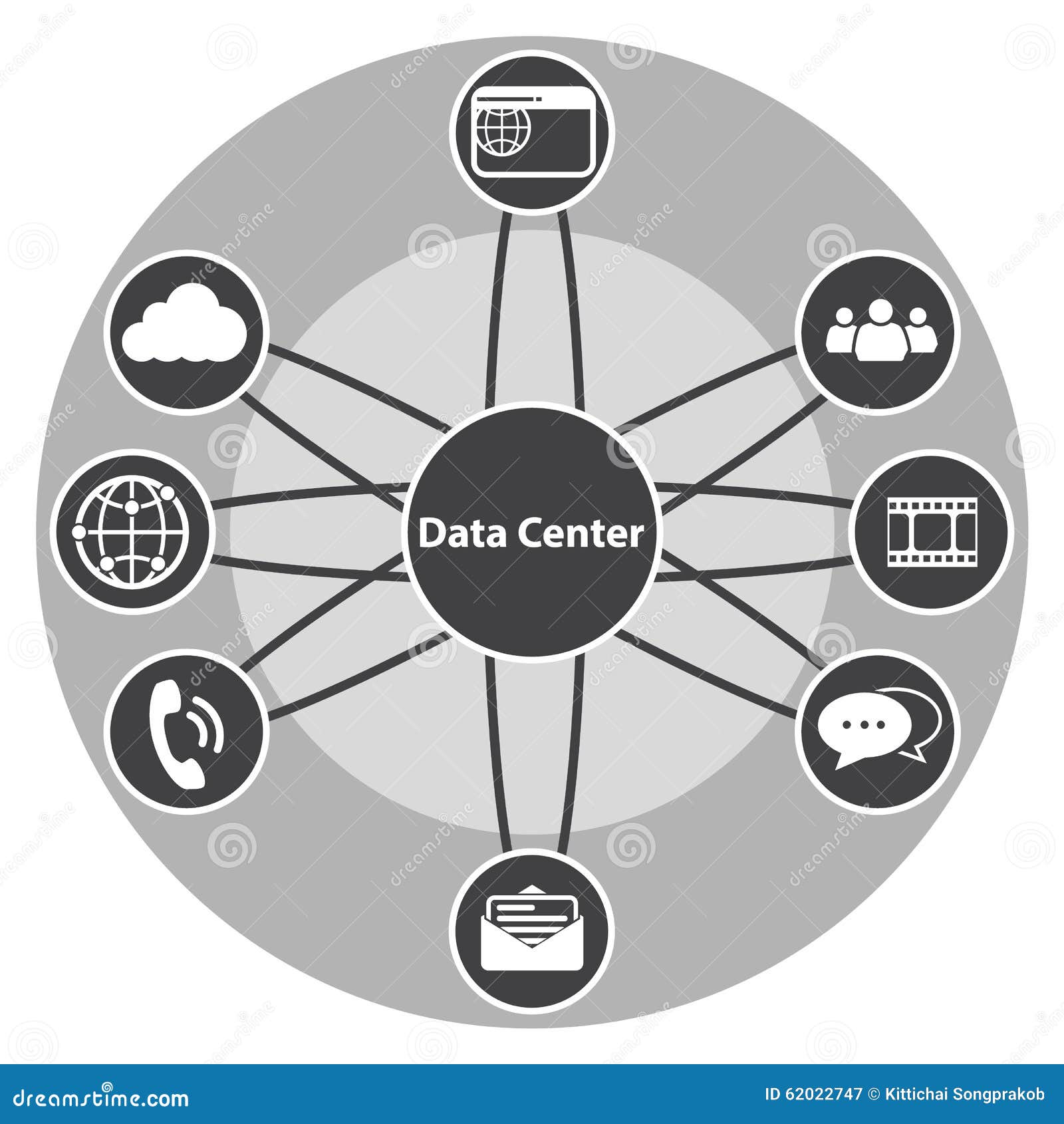 Big Data Icon Set, Data Center and Centralized Stock Vector ...