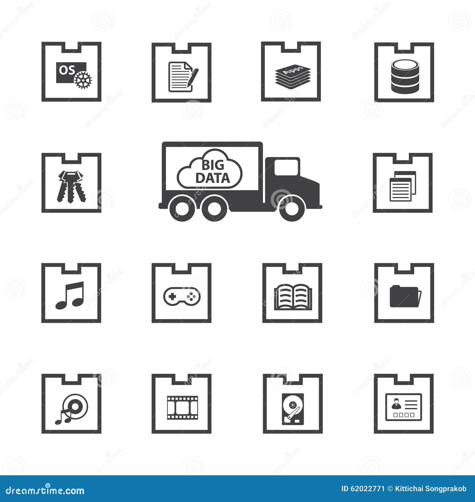 Big Data Icon Set. Data Package Stock Vector - Illustration of cloud ...