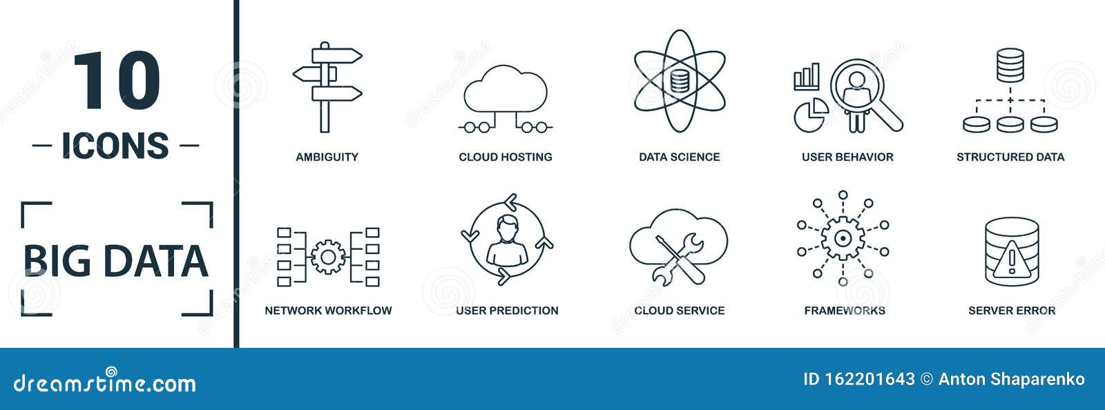 Big Data Icon Set. Include Creative Elements Cloud Hosting, Cloud ...