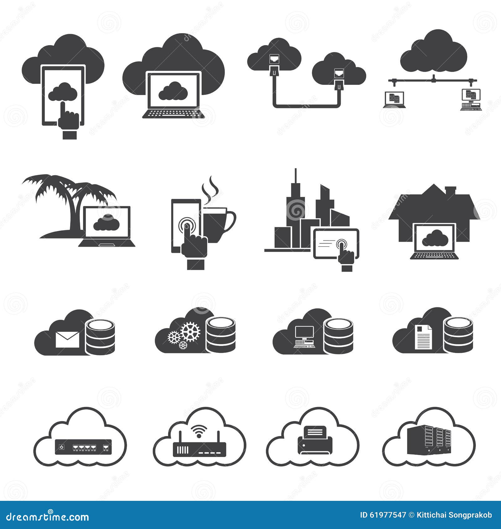 Big Data Icons Set, Cloud Computing. Stock Vector - Illustration of ...