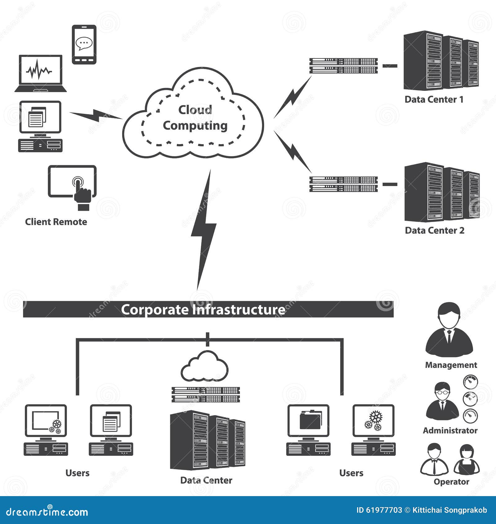 Big Data Icons Set, Cloud Computing. Stock Vector - Illustration of ...