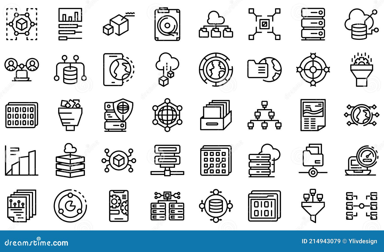 Big Data Icons Set, Outline Style Stock Vector - Illustration of ...