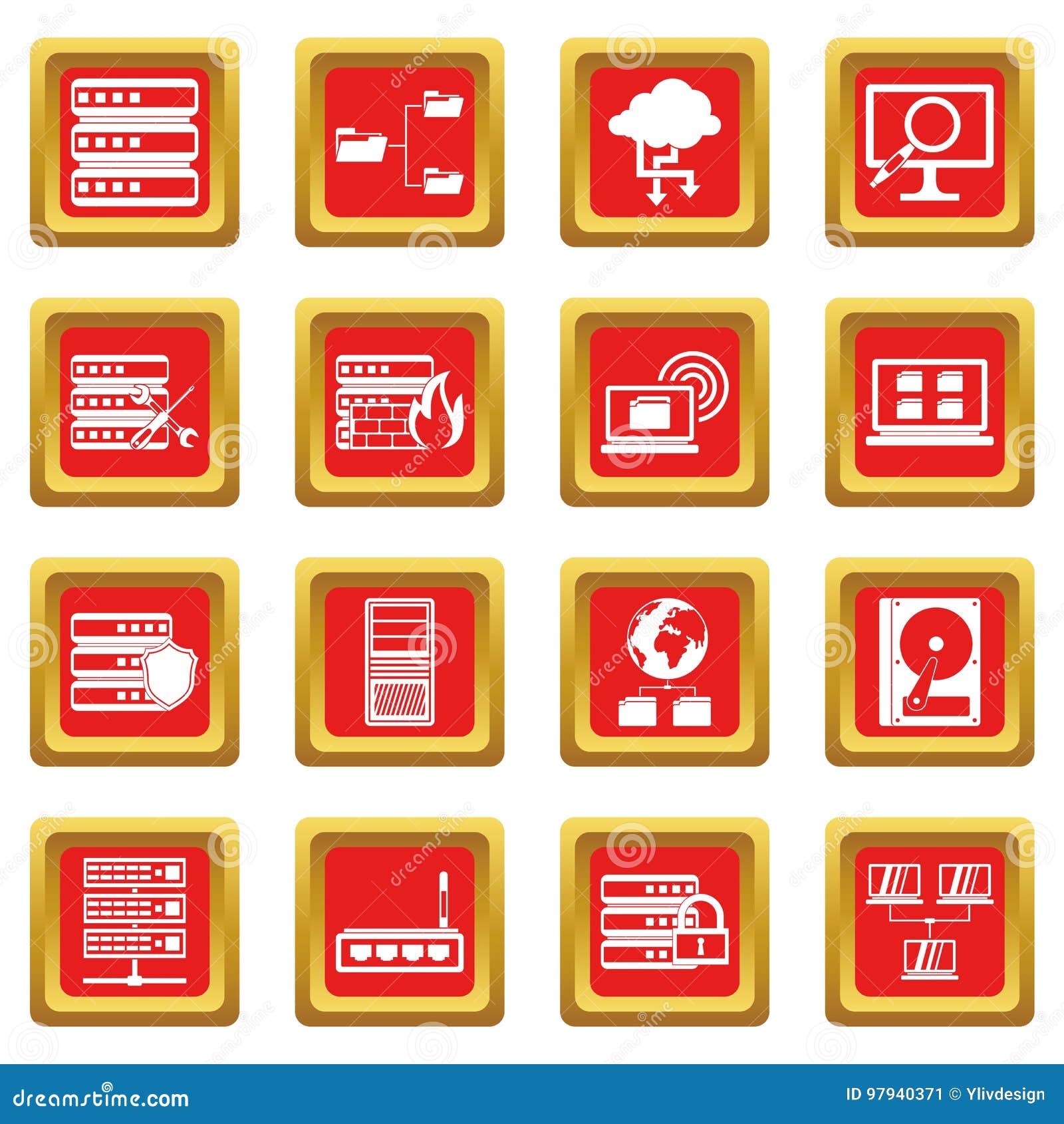 Big data icons set red stock vector. Illustration of filter - 97940371