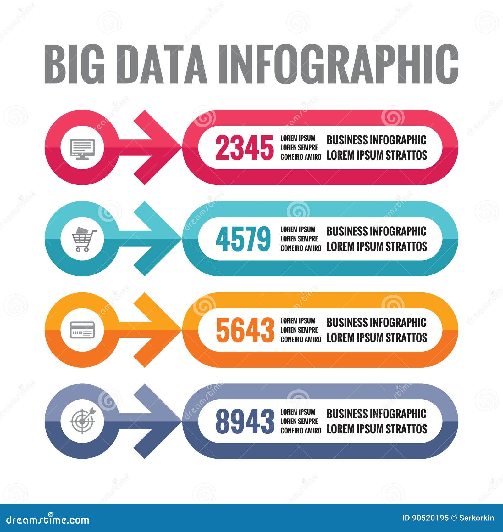 Big Data Infographic - Business Concept Vector Illustration in Flat ...