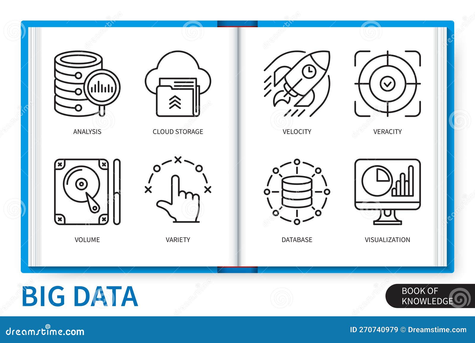 Big Data Infographics Linear Elements Set Stock Illustration ...