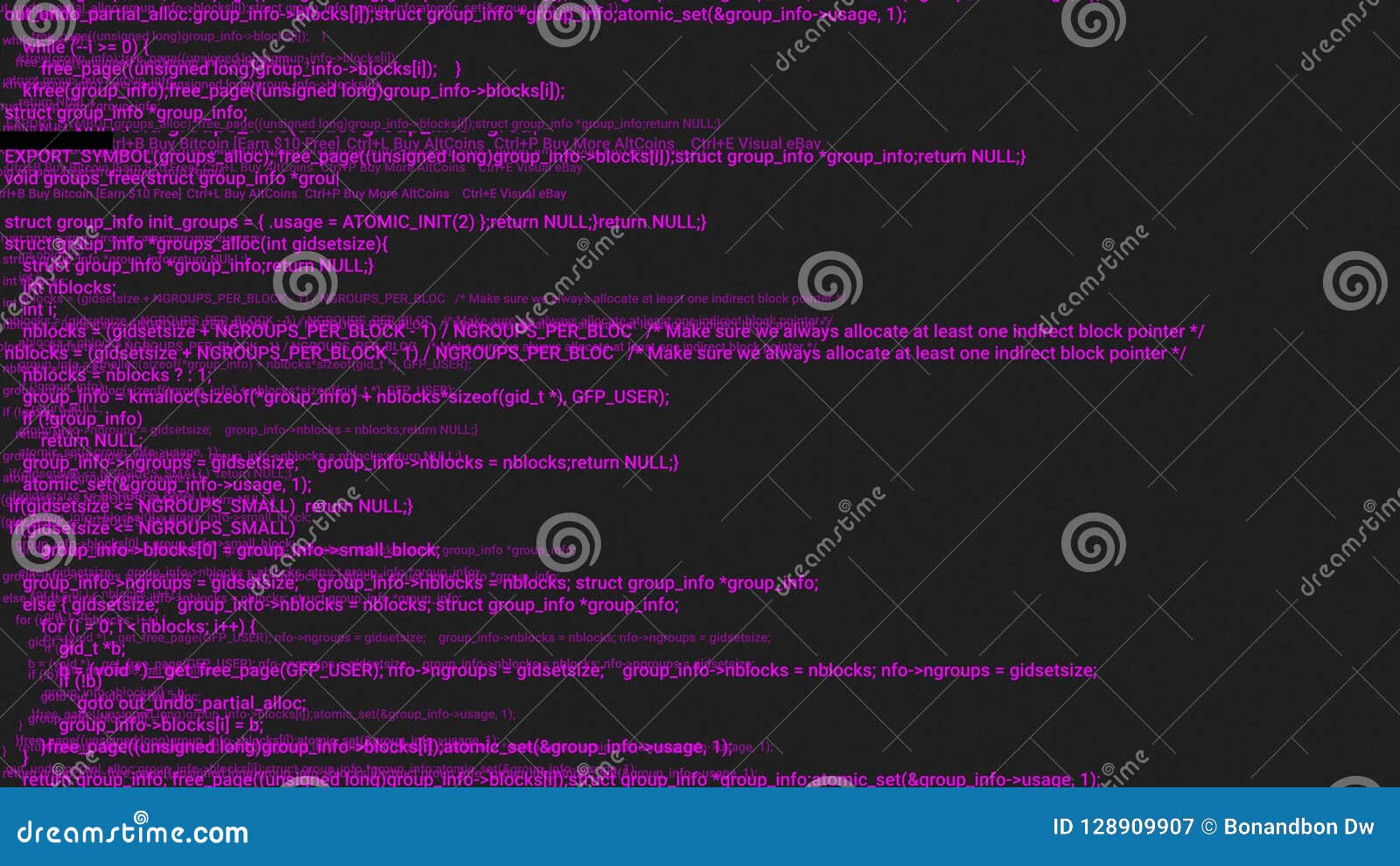 Purple Screen Coding Hacker Concept Animation With Glitch Programming Code Typing Error Stock