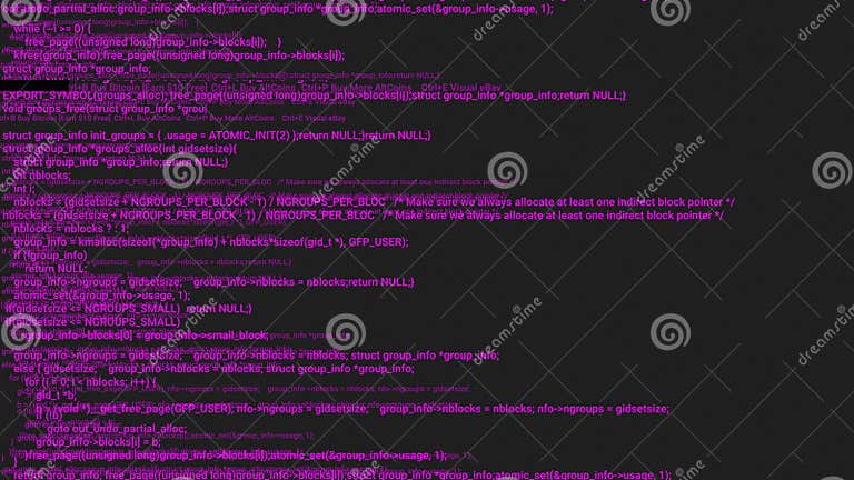 Purple Screen Coding Hacker Concept Animation with Glitch. Programming ...