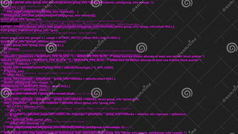 Purple Screen Coding Hacker Concept Animation with Glitch. Programming Code Typing Error. Stock ...