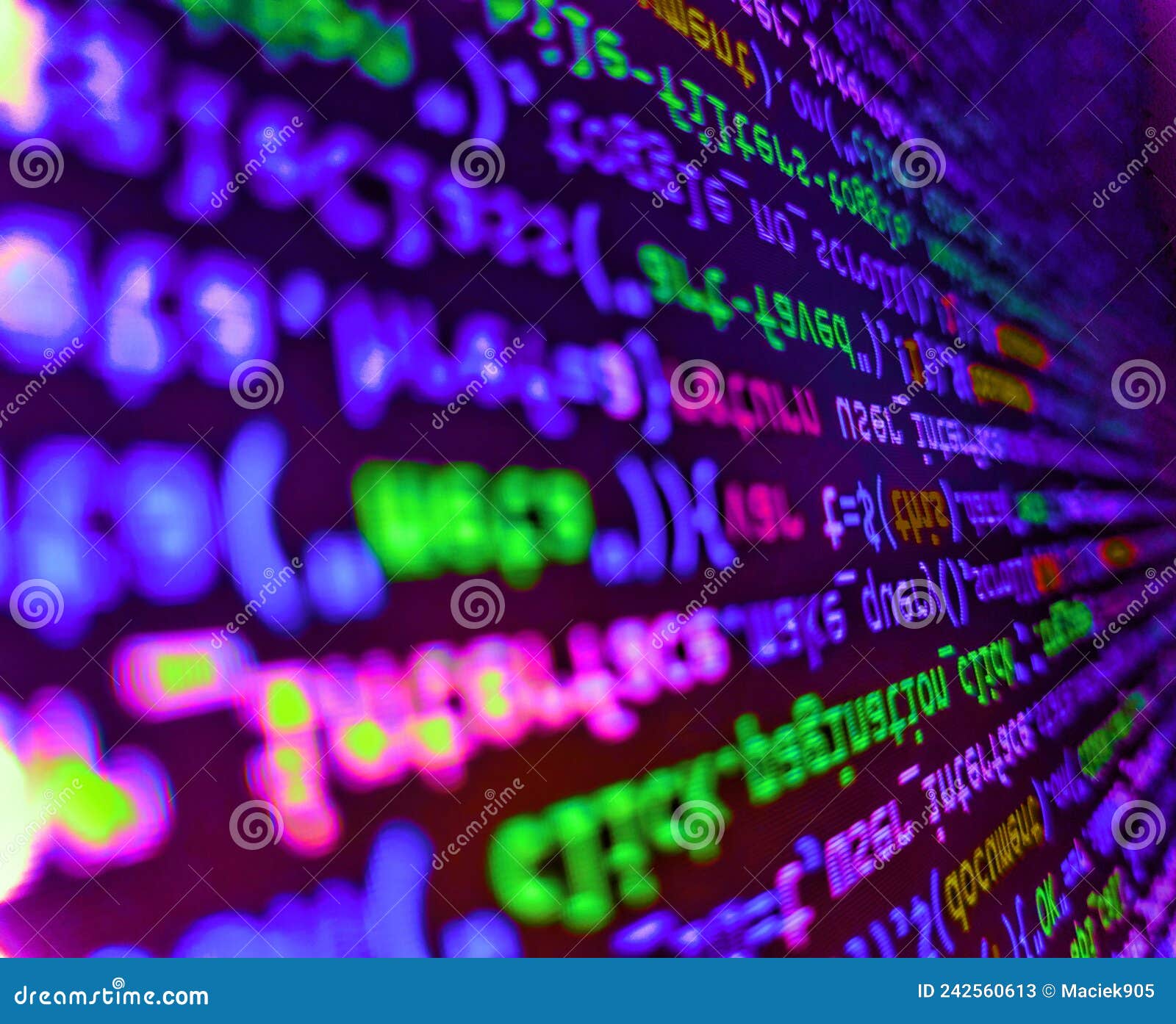 Big Data And Internet Of Things Trend Abstract Computer Script Source Code Concept Screen Of