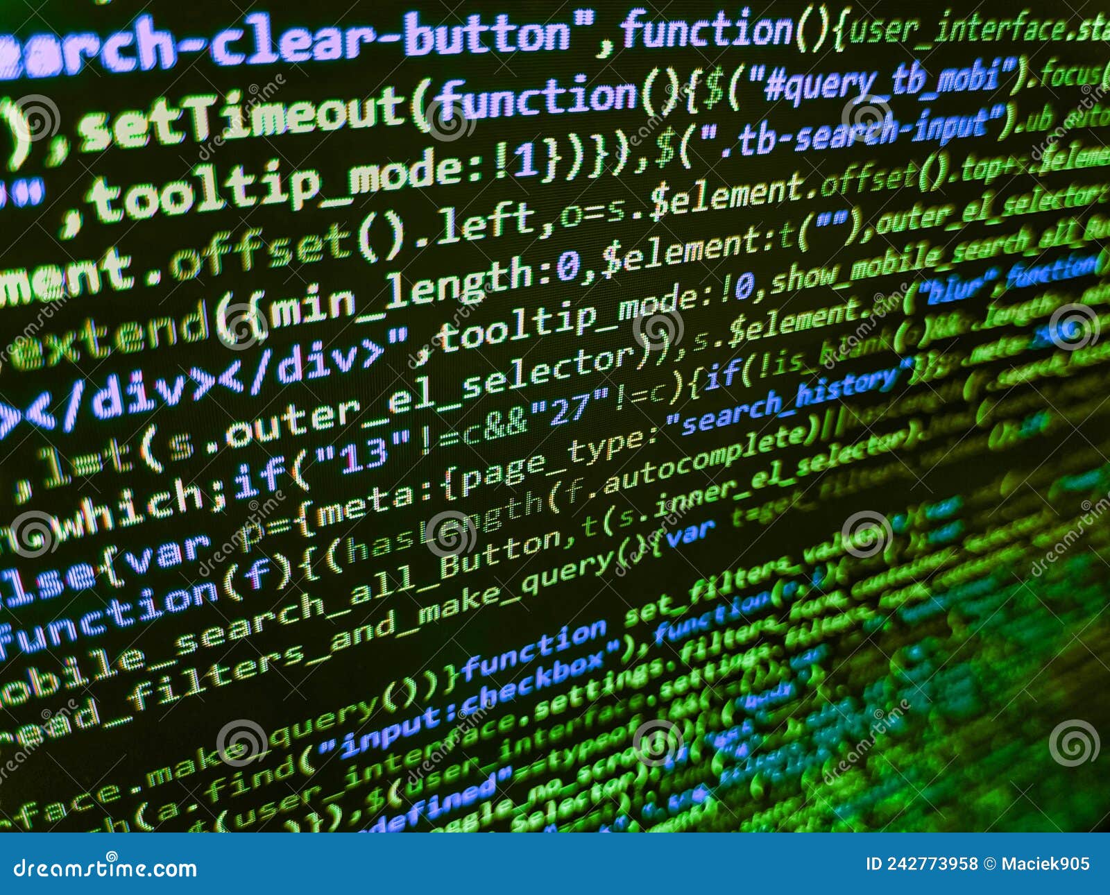 Application Web Source Code On Monitor. Writing Programming Code On Laptop. Information ...