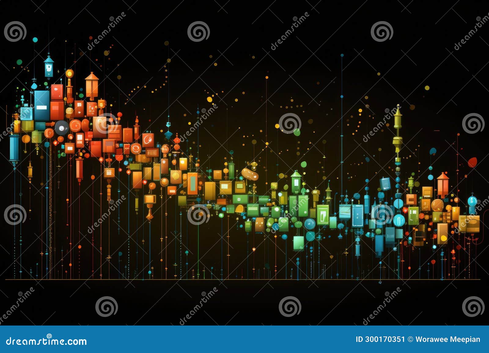 Big Data on Internet Upload and Download Progress. Futuristic Digital ...