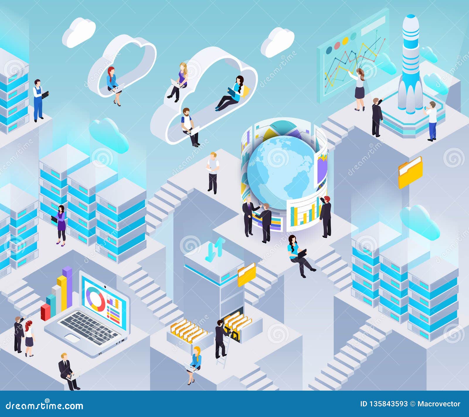 Big Data Isometric Composition Stock Vector - Illustration of digital ...