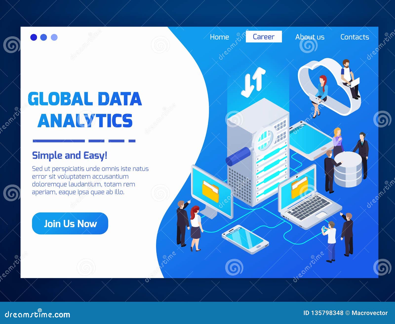 Big Data Isometric Design stock vector. Illustration of data - 135798348