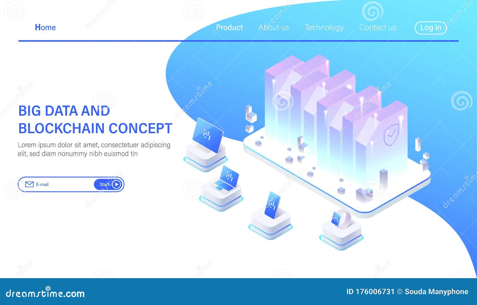 Big Data Isometric Vector Illustration. Abstract 3d Hosting Server or ...