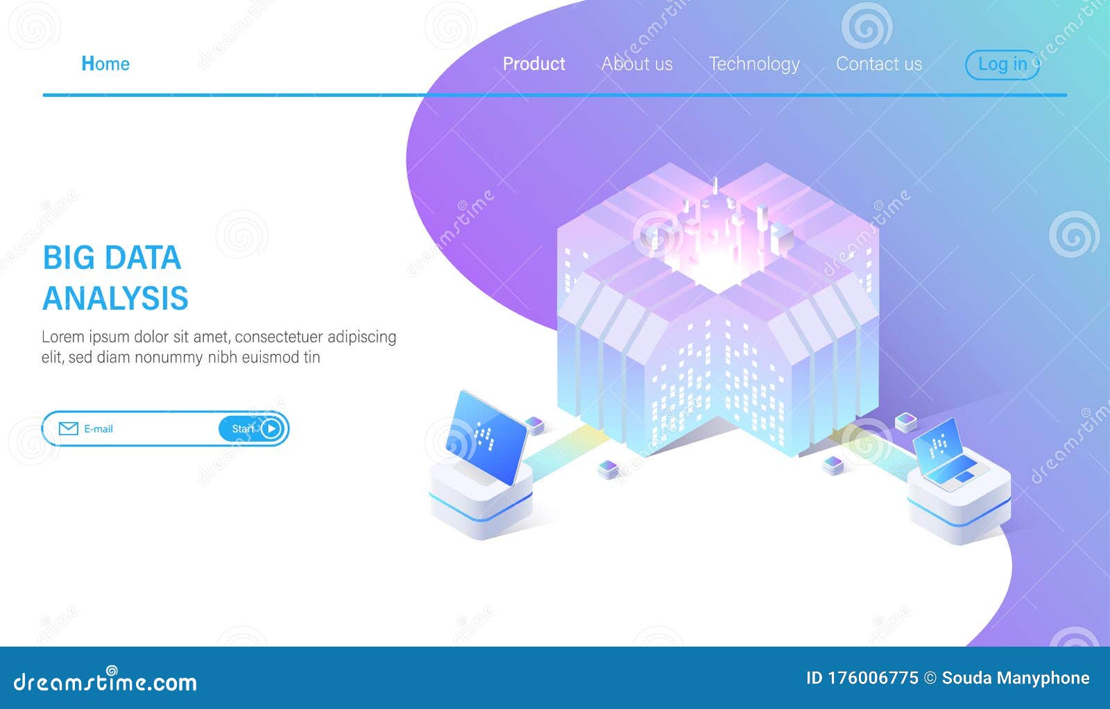 Big Data Isometric Vector Illustration. Abstract 3d Hosting Server or Data Center Room ...