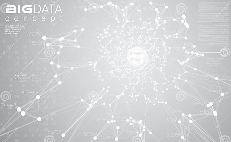 Big Data Light Grey Background Vector Illustration. White Information Streams Center ...