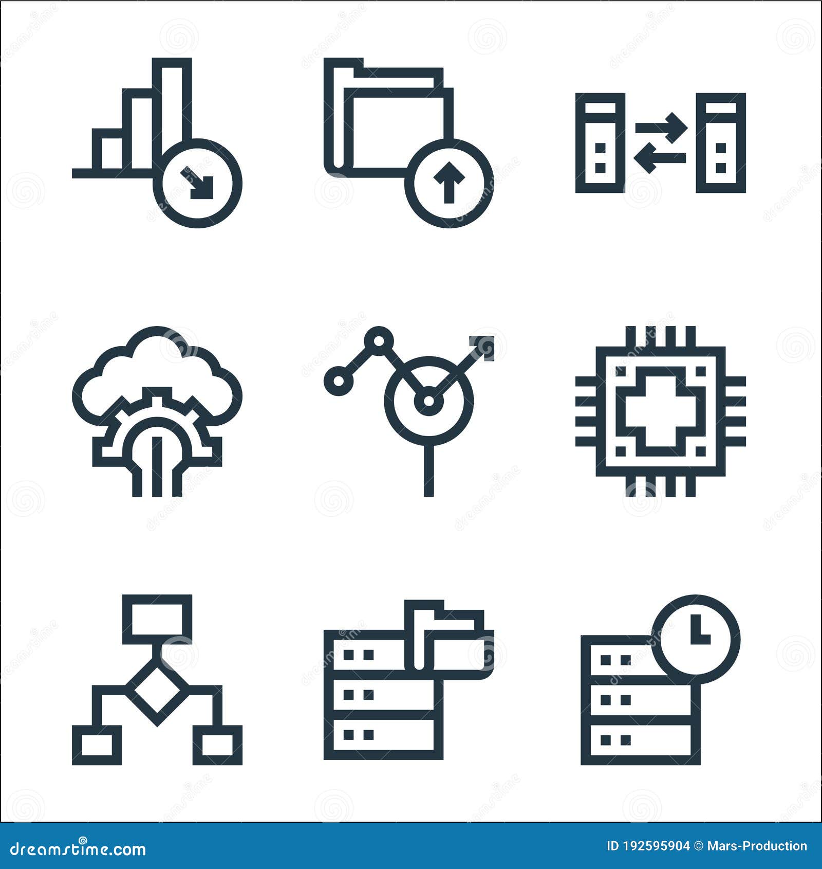 Big Data Line Icons. Linear Set Stock Vector - Illustration of file, diagram: 192595904