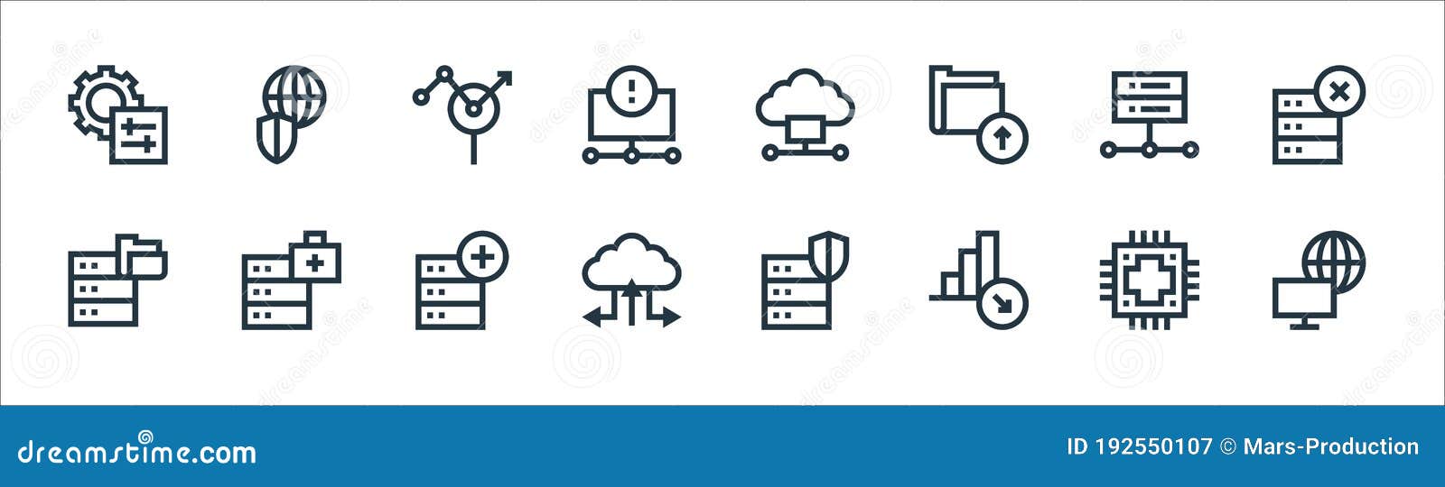 Big Data Line Icons. Linear Set Stock Vector - Illustration of document ...