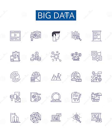 Big Data Line Icons Signs Set. Design Collection of Analytics, Storage, Predictive, Mining ...
