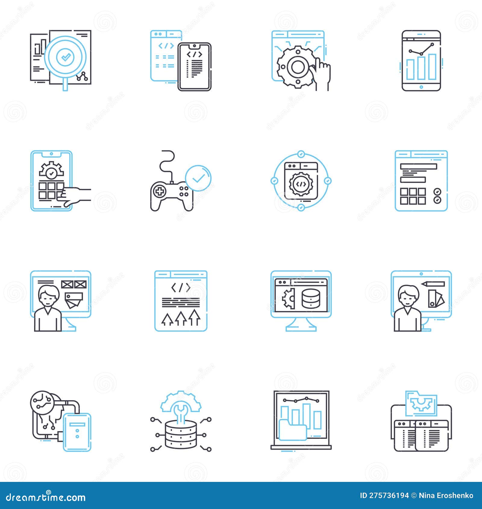 Big Data Linear Icons Set. Analysis, Analytics, Automation, Cloud ... Big Data Linear Icons Set. Analysis, Analytics, Automation, Cloud ...