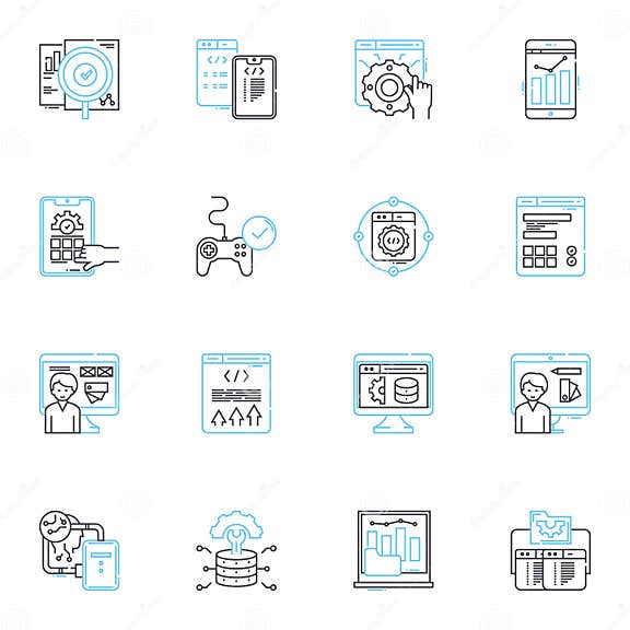 Big Data Linear Icons Set. Analysis, Analytics, Automation, Cloud ...