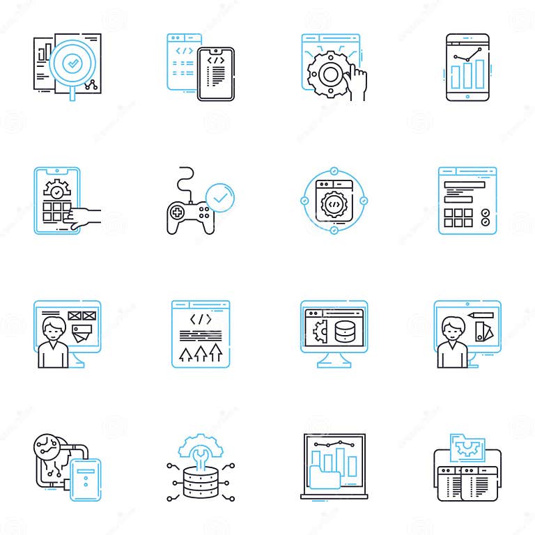 Big Data Linear Icons Set. Analysis, Analytics, Automation, Cloud ...