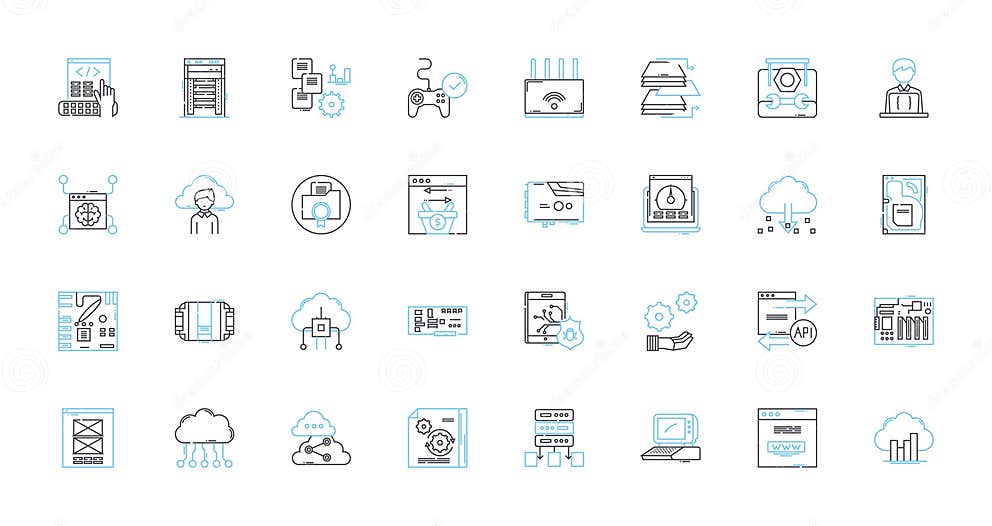 Big Data Linear Icons Set. Analytics, Algorithms, Business, Cloud, Cluster, Data, Insights Line ...