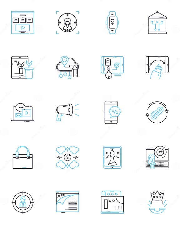 Big Data Linear Icons Set Analytics Insights Hadoop Algorithms Visualization Processing