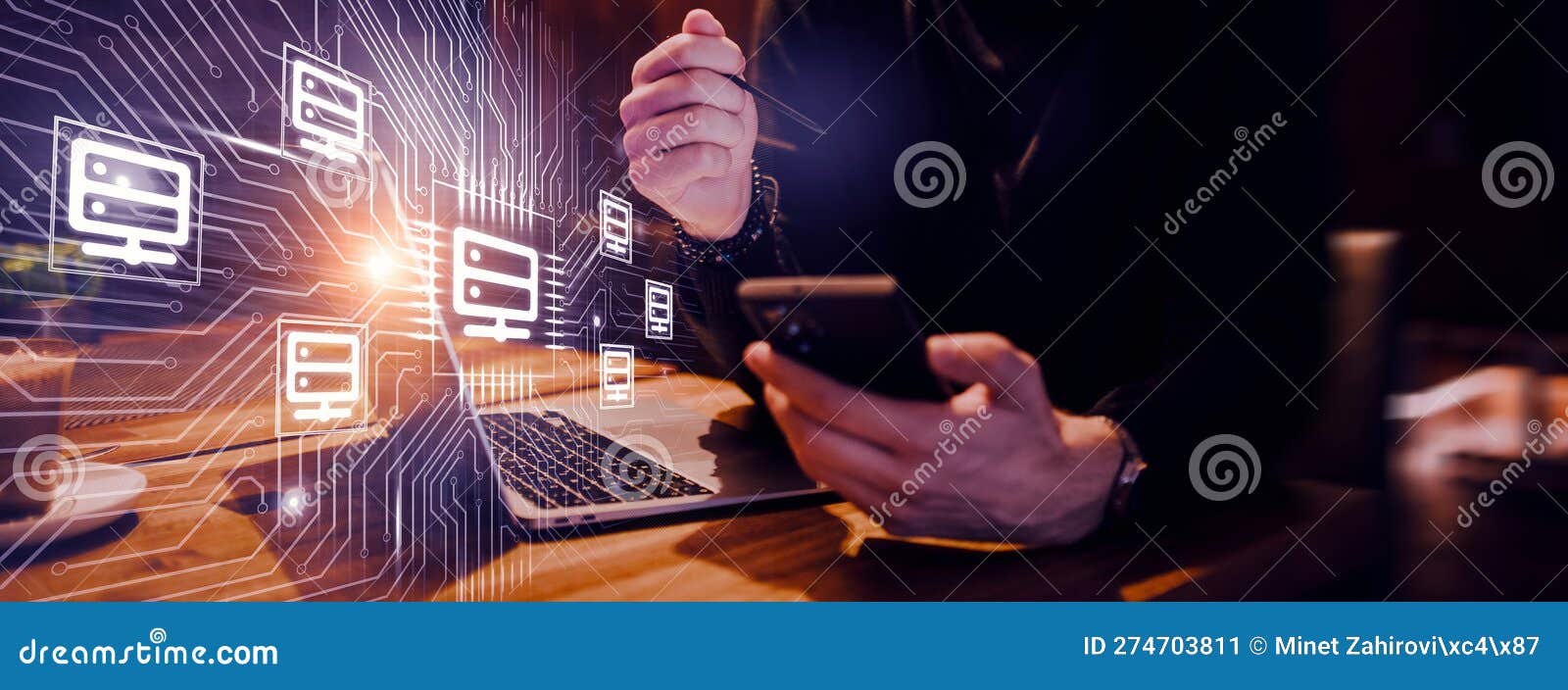 Big Data Management, Digital Technology, Software Development Concept. Computer Programmer ...