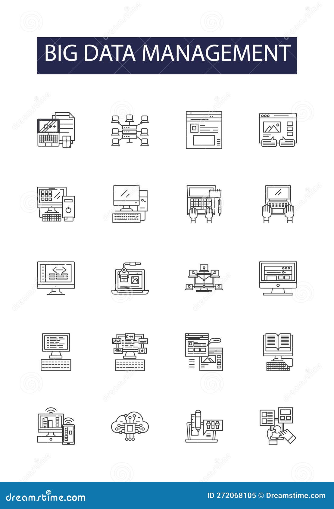 Big Data Management Line Vector Icons and Signs. Mining, Storage ... Big Data Management Line Vector Icons and Signs. Mining, Storage ...