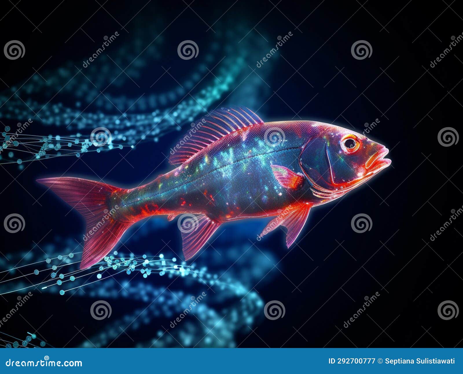 Big Data of Marine Fish in Word, Generated AI Stock Illustration ...
