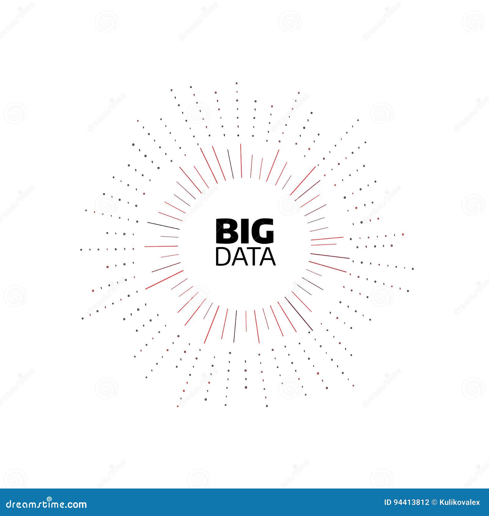 Big Data Minimal Flat Icon. Circle Shape Stripes and Lines with Digits ...