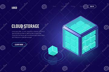 Data Mining, Processing Big Data Isometric Concept, Tech Cub ...