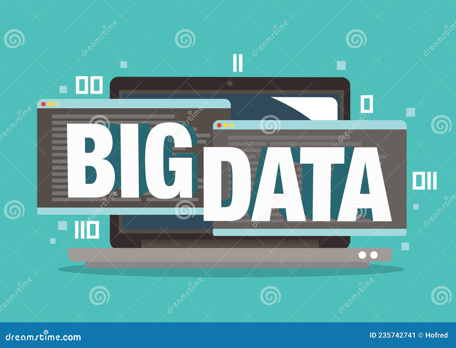 Big Data Mit Computer-Laptop-Website Und Digitalen Pixeln Vektor ...