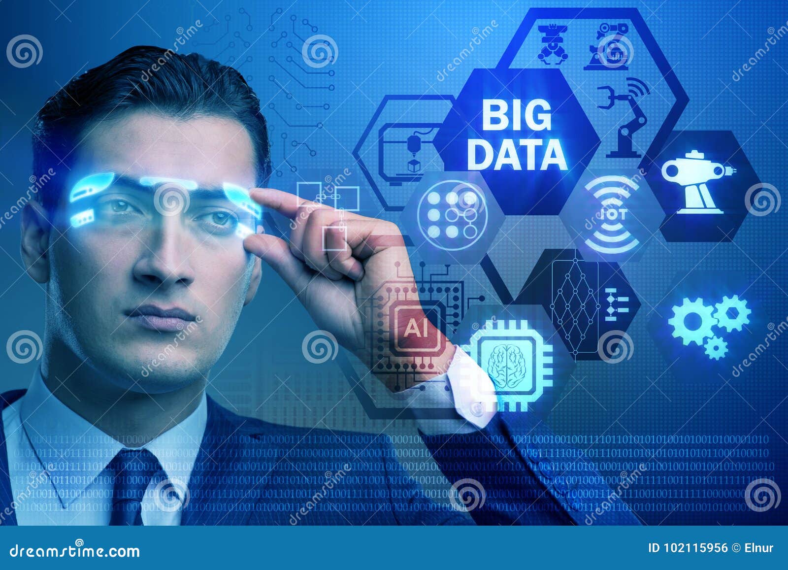 The Big Data Modern Computing Concept with Businessman Stock Photo ...