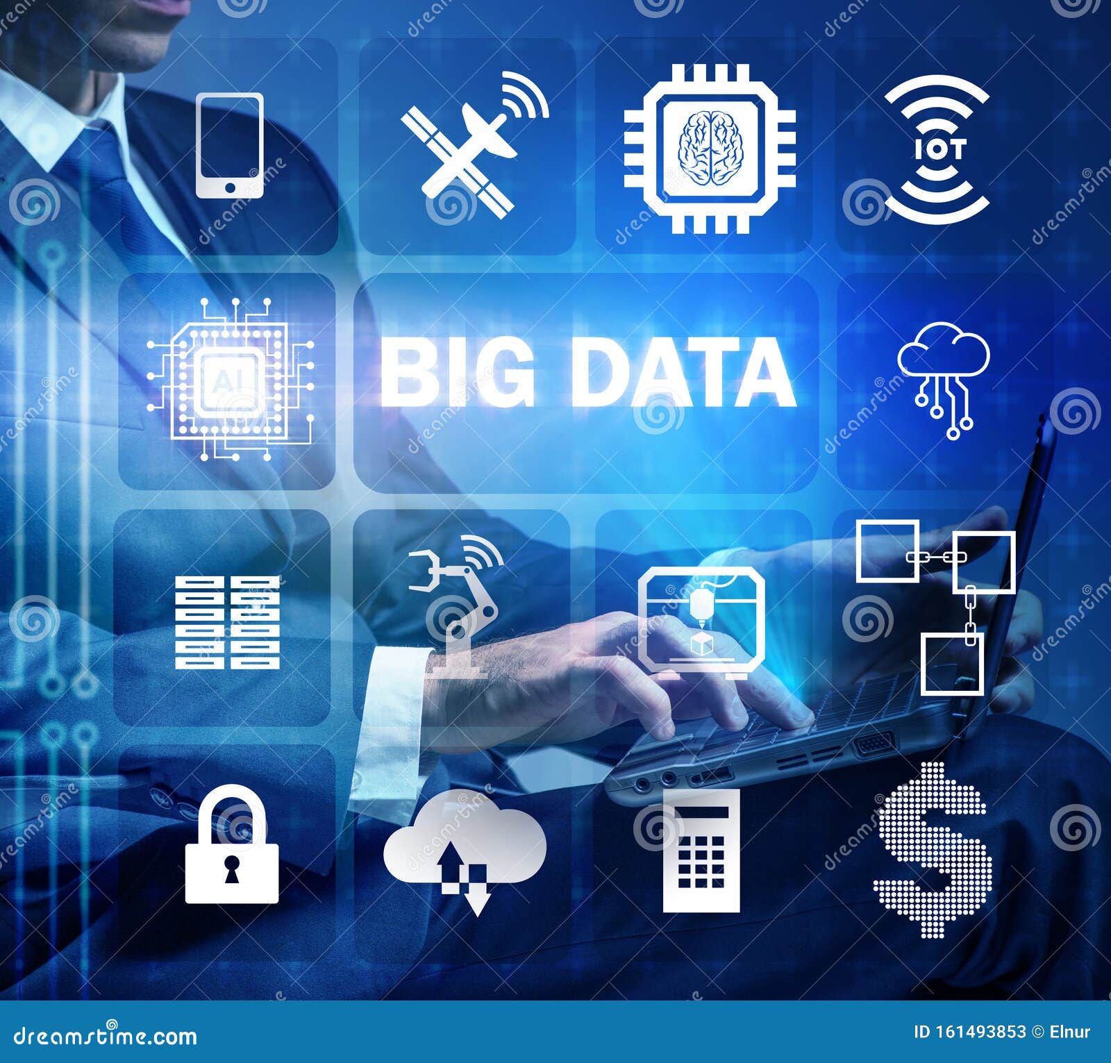 Big Data Modern Computing Concept with Businessman Stock Image - Image ...