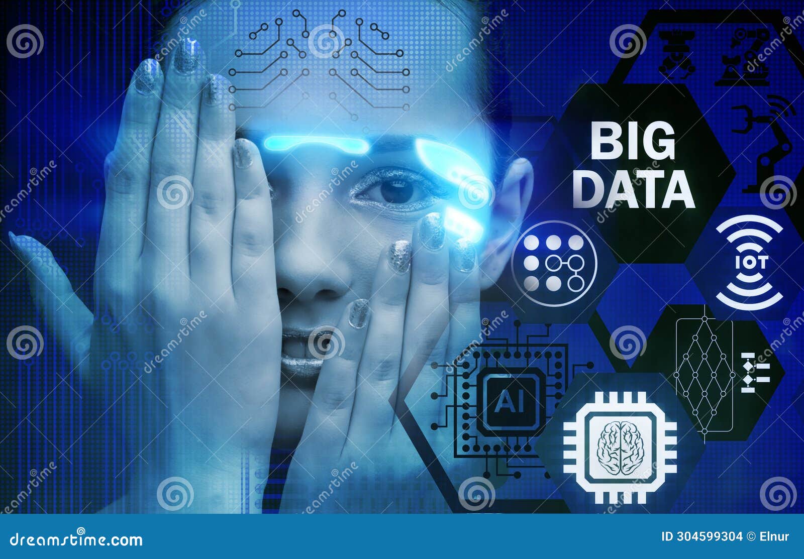 Big Data Modern Computing Concept with Woman Stock Photo - Image of ...