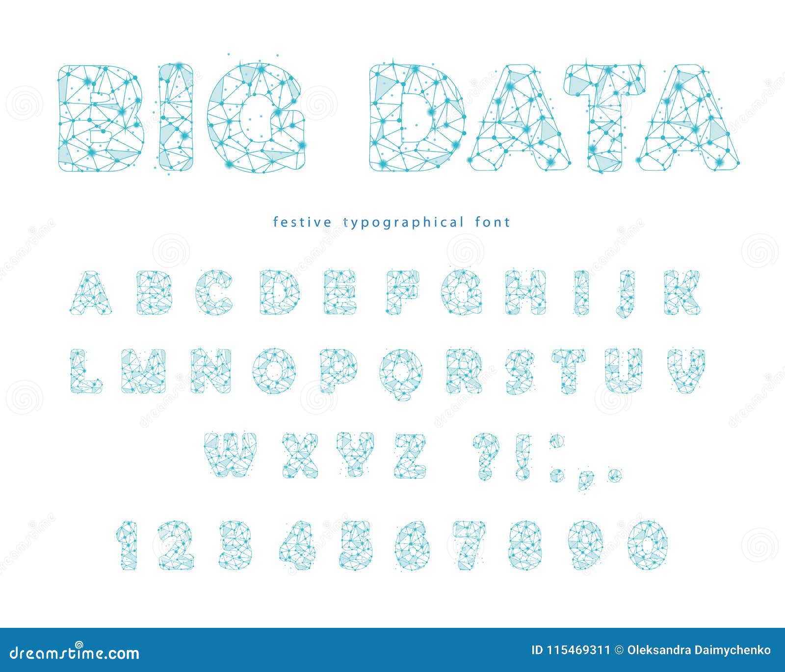 Big Data Modern Font Isolated on White. Polygonal Letters and Numbers ...