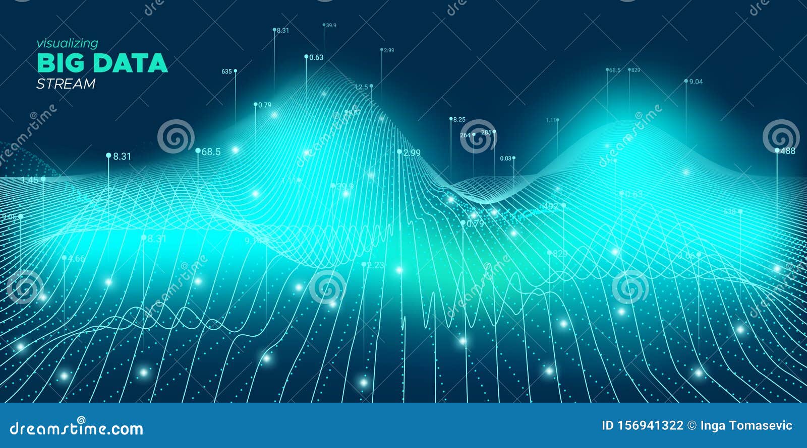 Big Data. Neon Financial Background Stock Vector - Illustration of ...