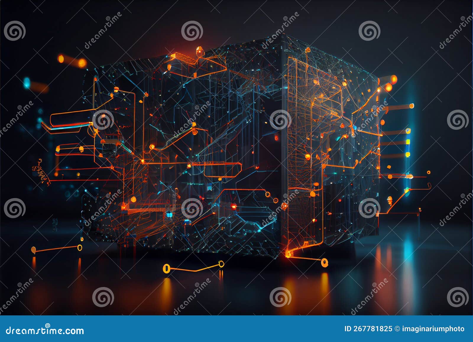 Big Data Network Structure With Artificial Intelligence Software Stock Illustration