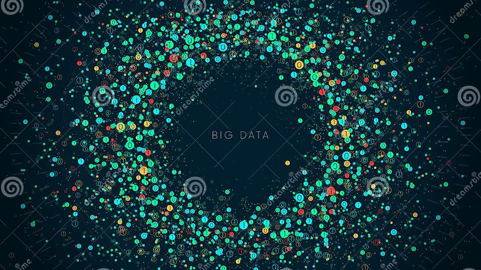 Big Data Network Visualization Concept Processing Application Software, Virtual Binary Data ...