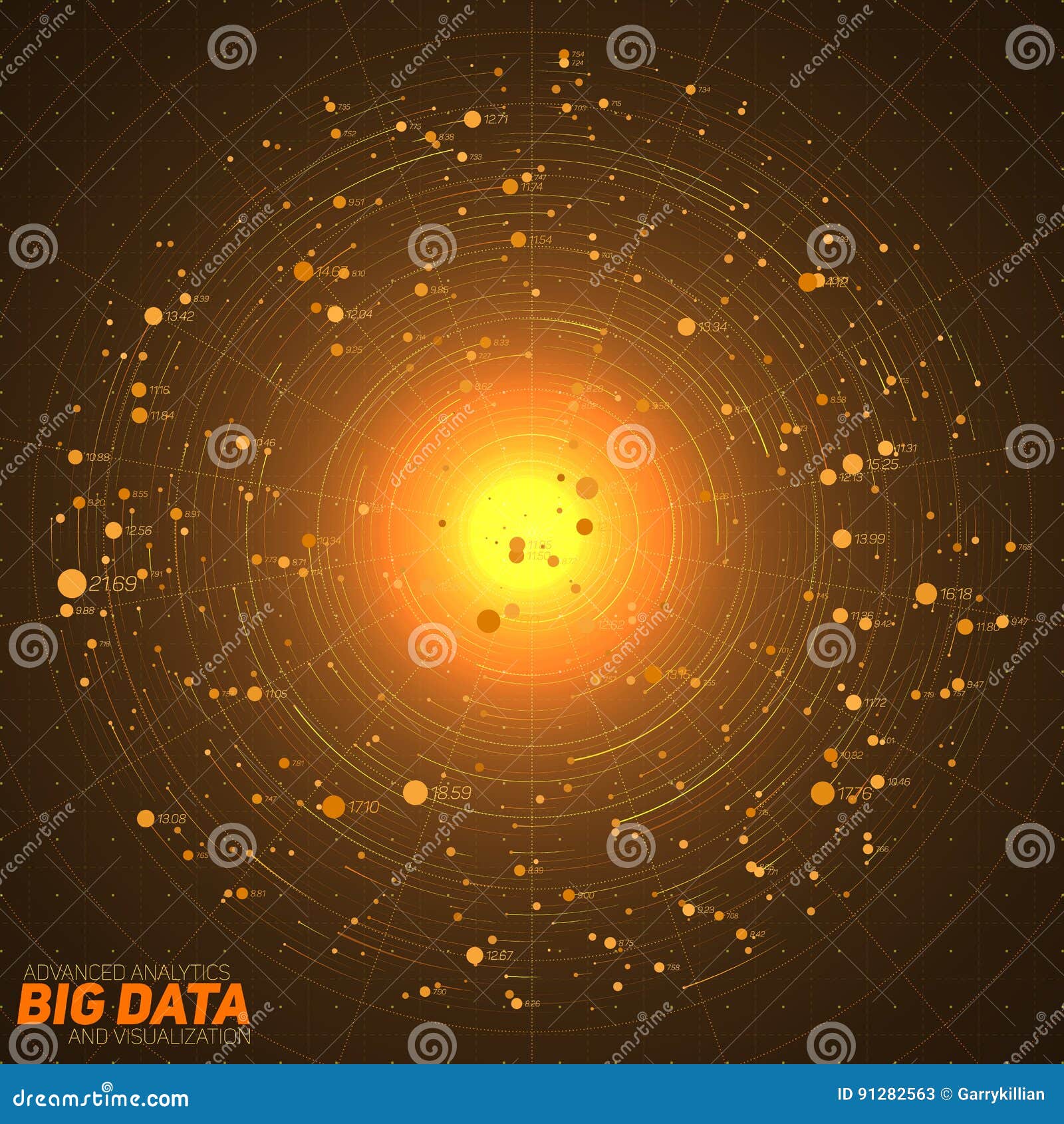 Big Data Orange Visualization. Futuristic Infographic. Information Aesthetic Design. Visual Data ...