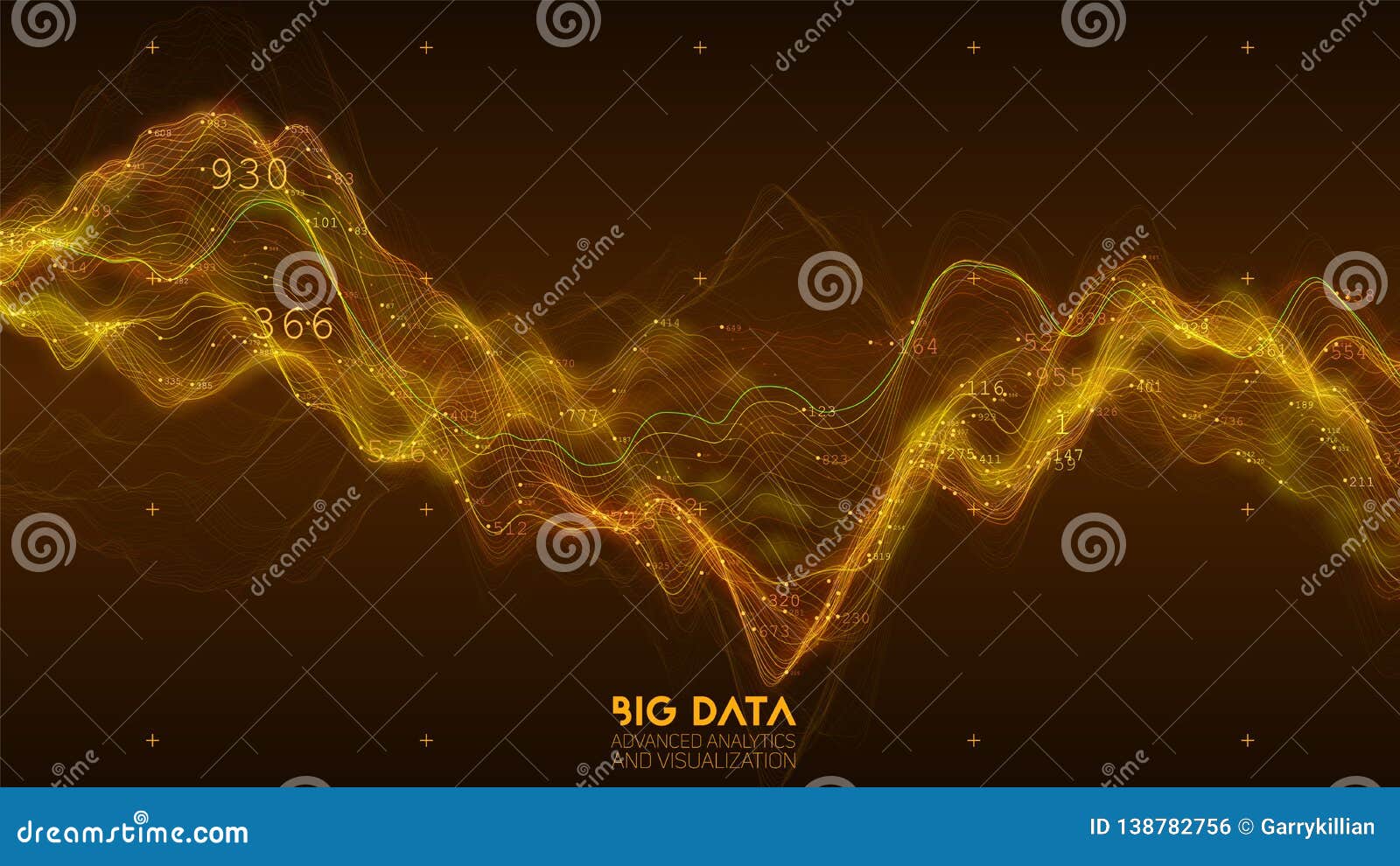 Big Data Orange Wave Visualization. Futuristic Infographic. Information ...