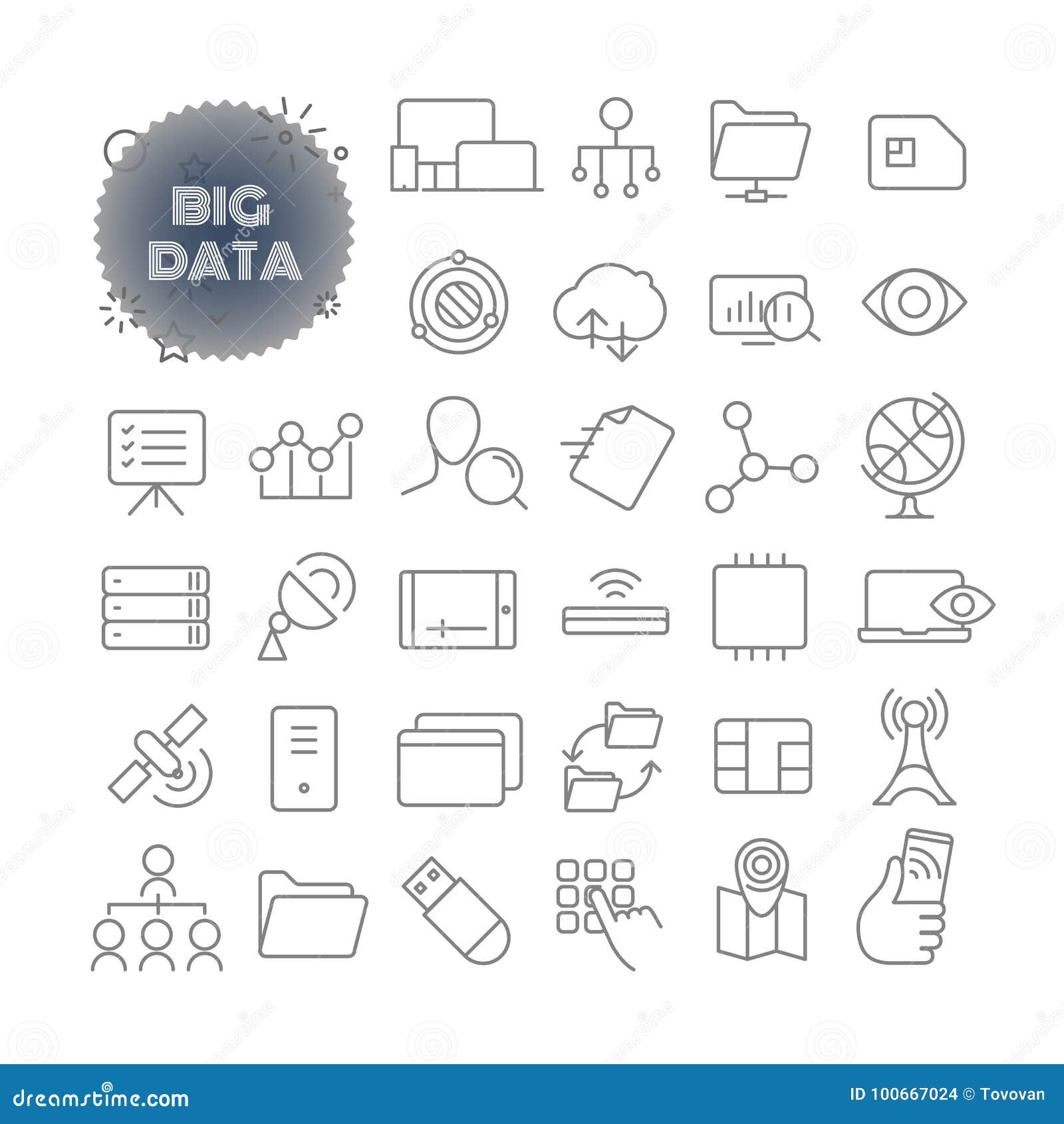 Big Data. Outline Icon Set. Vector Pictograms Stock Vector ...