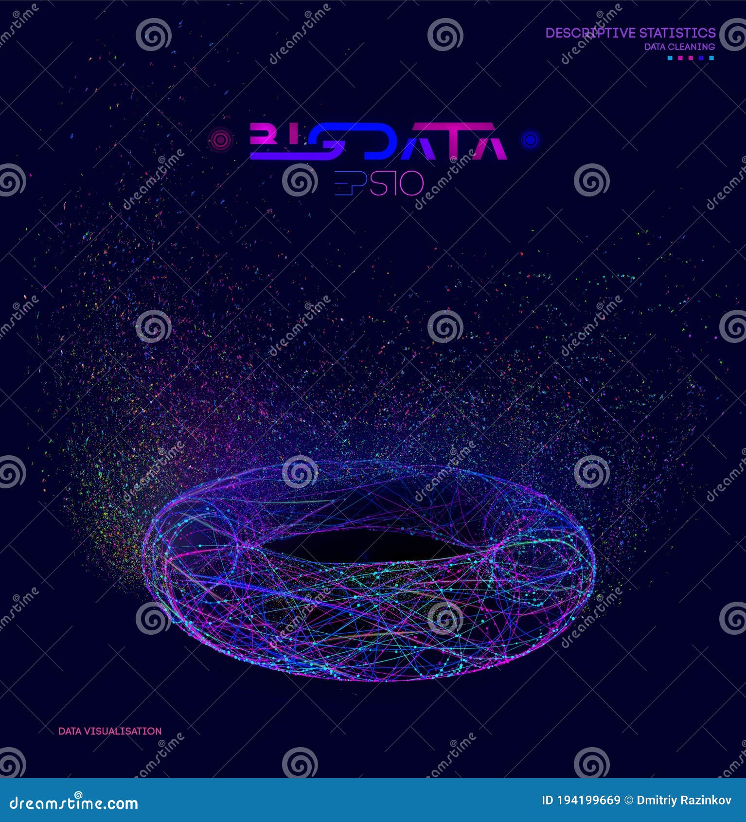 Big Data Particles. Information Background with Futuristic Geometric ...